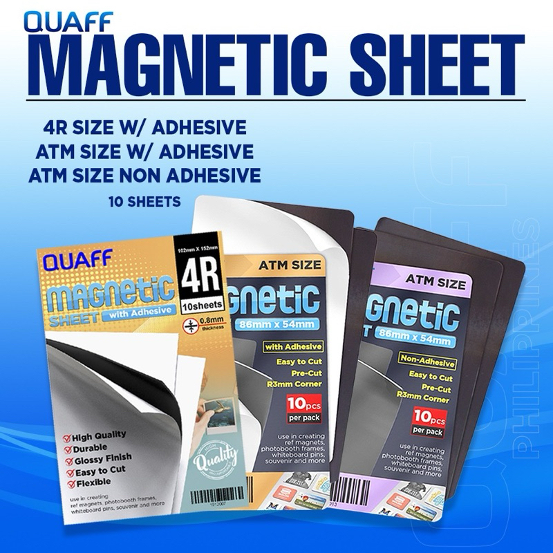 (10pcs) QUAFF Magnetic Sheet with Adhesive & Non-adhesive ATM Size for DIY Ref Magnet best ...