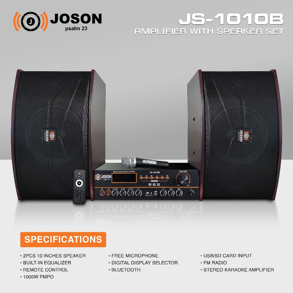 Joson JS-1010B Amplifier w/ Speaker Set (1 Paired 10 Inches Speaker, 1 ...