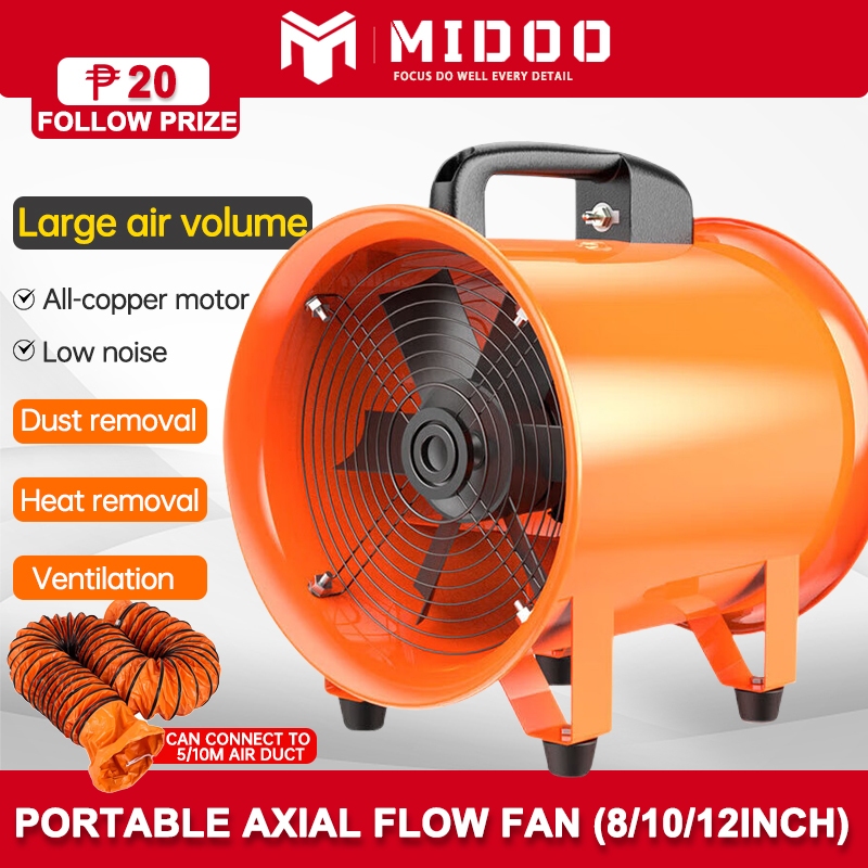 MIDOO Ventilation Fan 8“ 10” 12”inches Portable Axial Flow Fan ...
