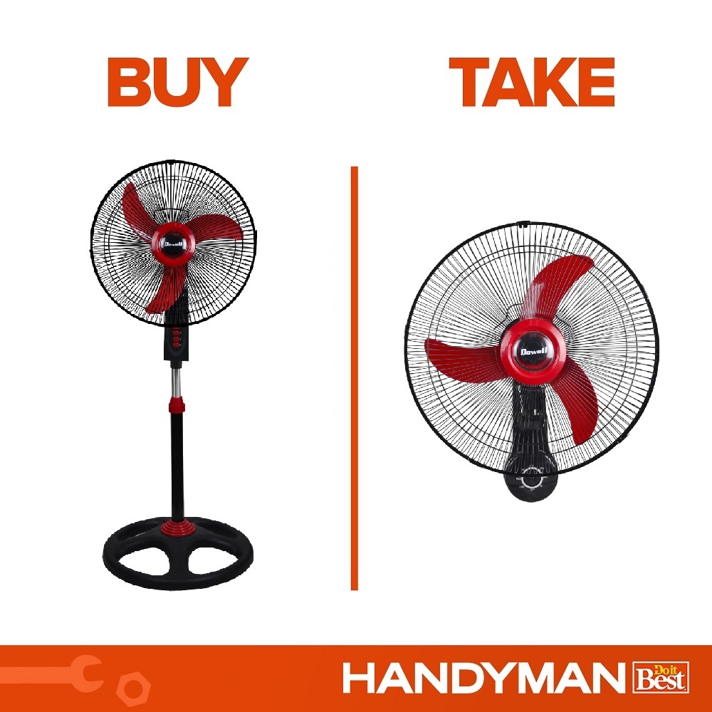 Dowell Stand Fan & Wall Fan Bundle 16" Red, (DE STF3-238 / WF3-217 ...