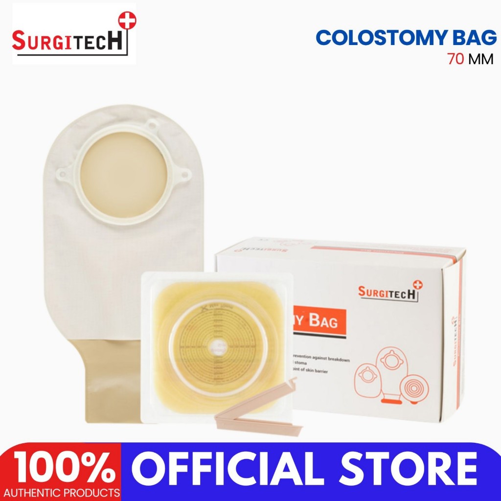 Surgitech 1PC Colostomy Bag 70mm (1set with clip, base and bag ...