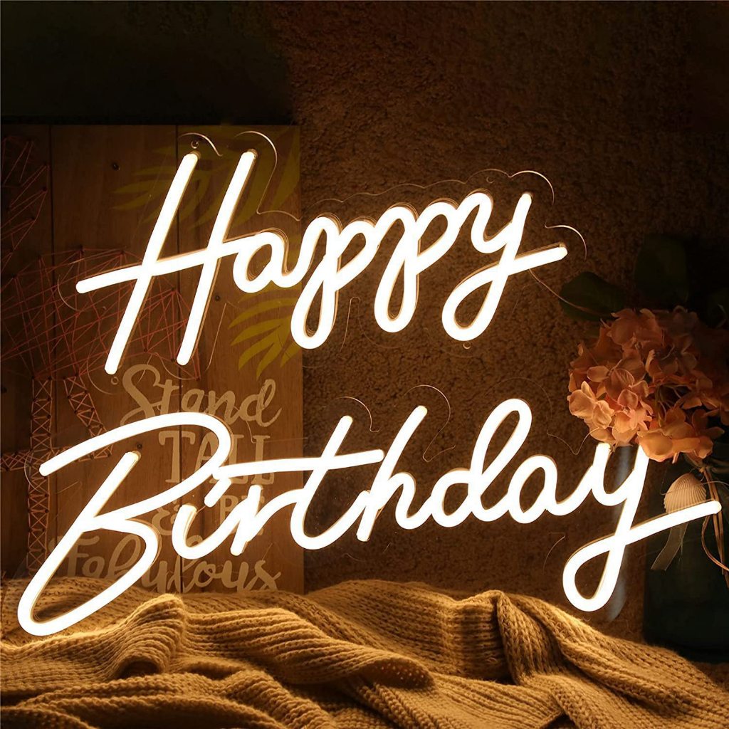 Happy Birthday LED Sign Brightness Neon Sign Wall Decor Birthday Party Wedding Home Decor ...