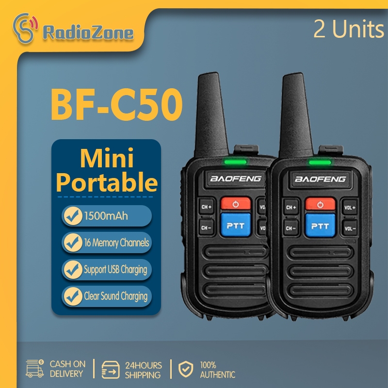 Baofeng BF-C50 Walkie Talkie Set of 2 Mini Two-way Radio 5W 16Channels ...