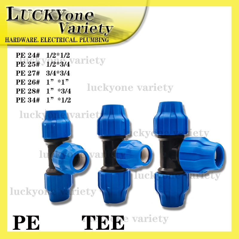PE COMPRESSION PIPE FITTINGS TEE / REDUCING TEE ( 1/2x1/2, 3/4x3/4, 1x1 ,1/2x3/4, 1x3/4 ) PER ...