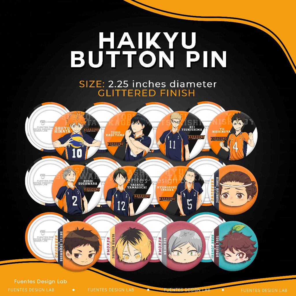 HAIKYU Button Pin | HAIKYU Merch | KARASUNO | NEKOMA | 2.25in SIZE ...