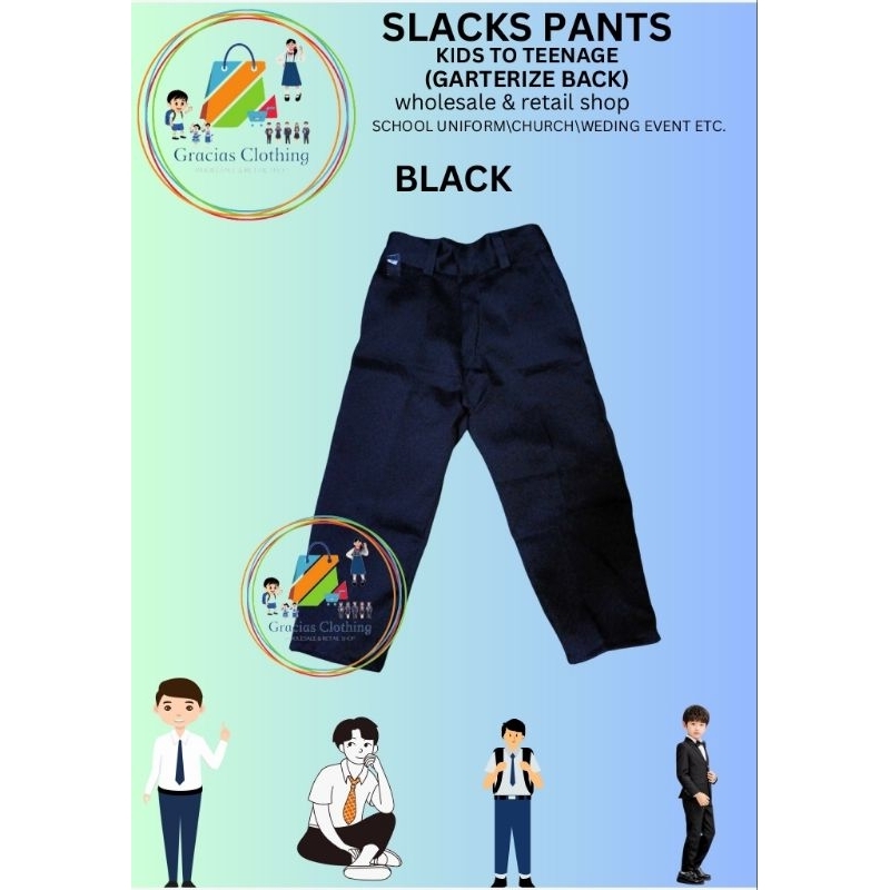 BLACK WILL OFF SLACKS GARTERIZE STYLE FOR KIDS TO TEENAGE, AVAILABLE IN ...