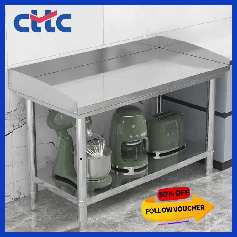 CTTC kitchen table 304 Stainless steel 2-layer work table console table ...