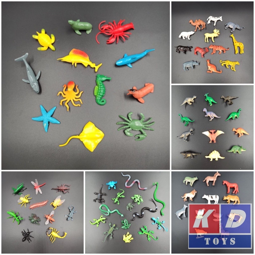 KD wild,farm,ocean, dinosaur,reptile,insect Rubber animals small 2inch ...
