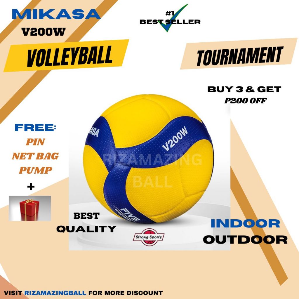 MIKASA V200W Volleyball Ball Size 5 Competition Training PU Dotted ...