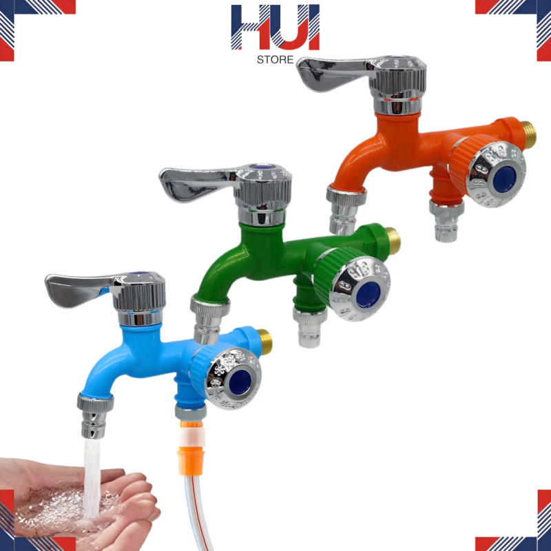 Dual Control Faucet Double Outlet Water Tap 1/2" Universal Interface ...