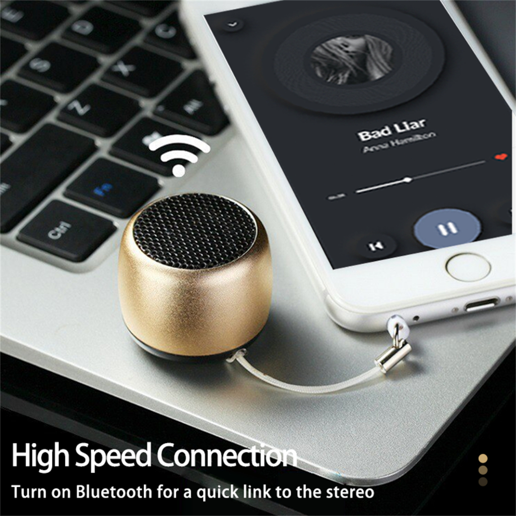 Mini Metal Heavy Bass Wireless Bluetooth Speaker Small Steel Cannon Tws ...