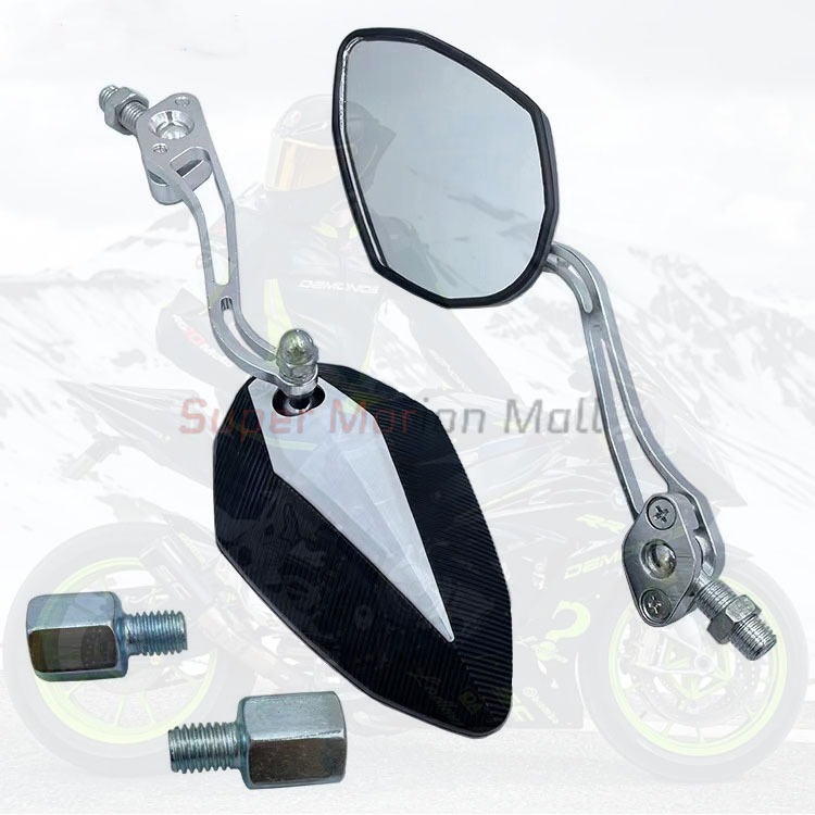 Motorcycle Side Mirror Universal CNC Long Stem Mirror One Pair Made IN ...