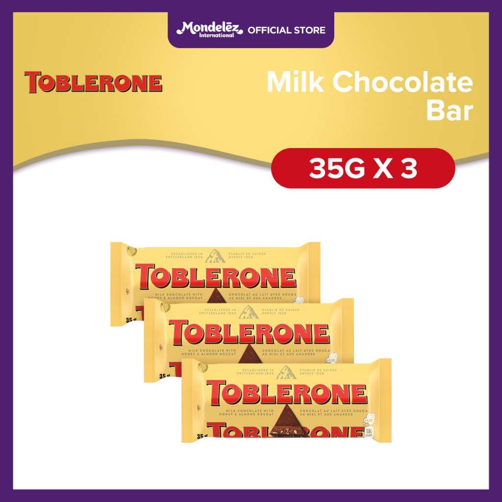 Toblerone Swiss Milk Chocolate Bar - with Honey and Almond Nougat 35g ...