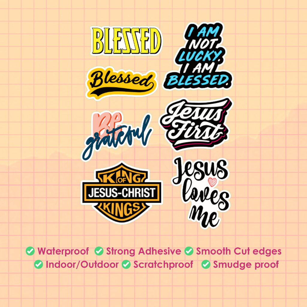 (7PCS) STICKERS JESUS/CHRISTIAN SET laptop mugs tumblers aqua flask ...