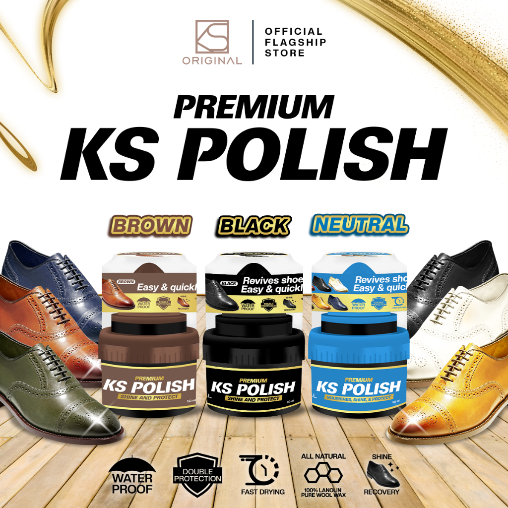 KS Polish Premium Lanolin Leather Shoes Care Shine Protect Restore ...