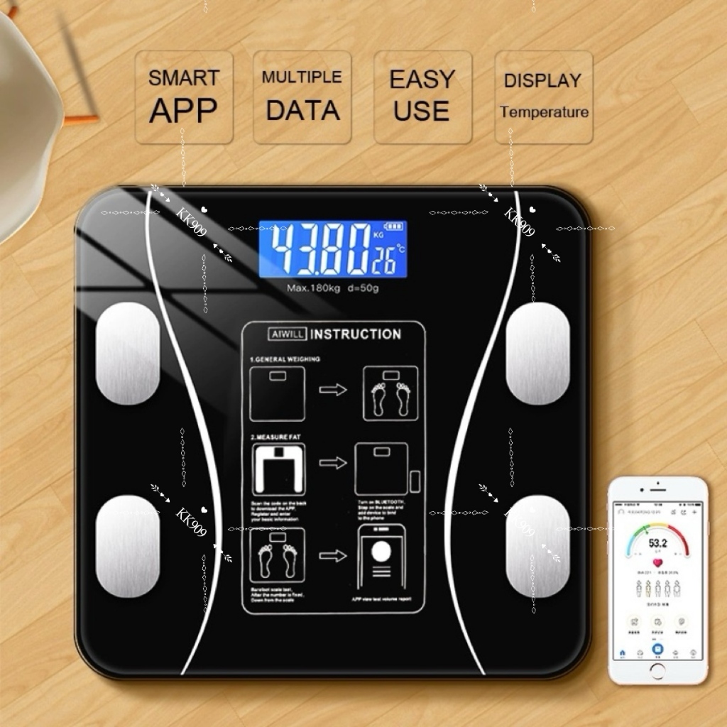 Smart Digital Scale Body Fat Weight Scale Connect Bluetooth to Phone ...