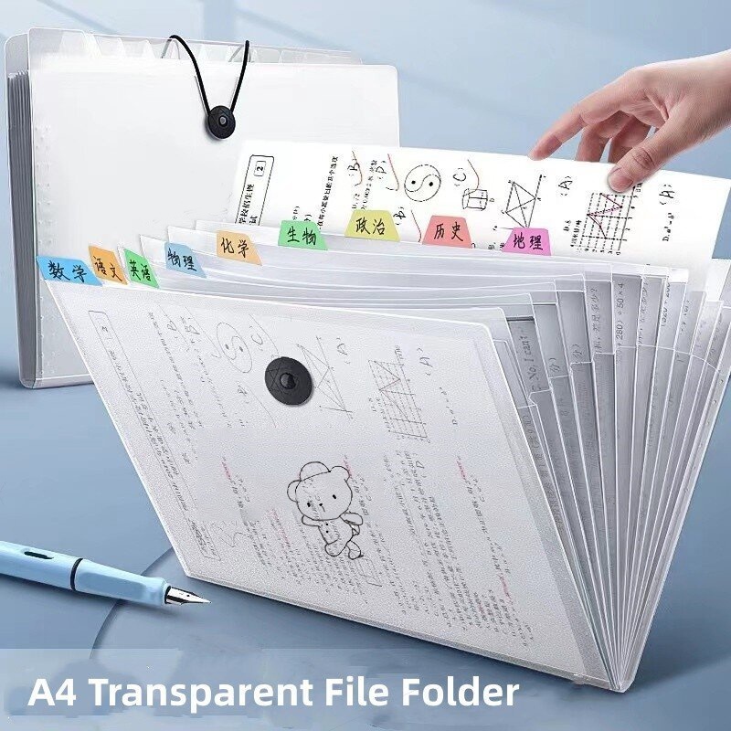 Transparent Expanding File Organizer A4 Document Paper File Folders ...