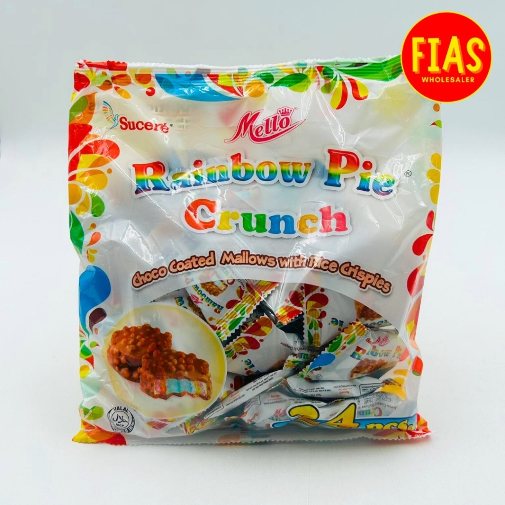 24 pcs Rainbow Pie Crunch Choco Coated Mallows with Rice Crisp | Shopee ...