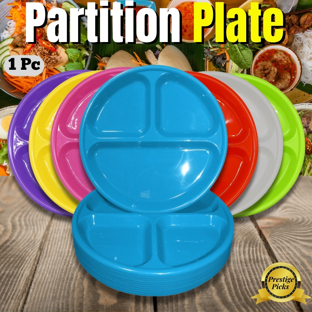 1Pc Plastic Plate with Divider Party Handaan Plate School Canteen ...