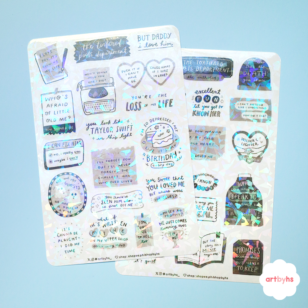 Taylor Swift The Tortured Poets Department Lyrics Holo Sticker Sheet ...