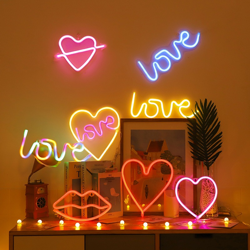 Neon light LOVE LED Night Light USB Home Neon Lamp Wall Decor Light ...