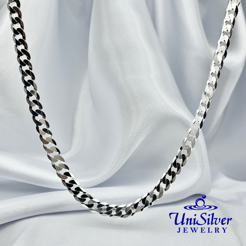 Unisilver 925 Sterling Silver Extra Flat Curb 6MM Men's Necklace (MNH22 ...
