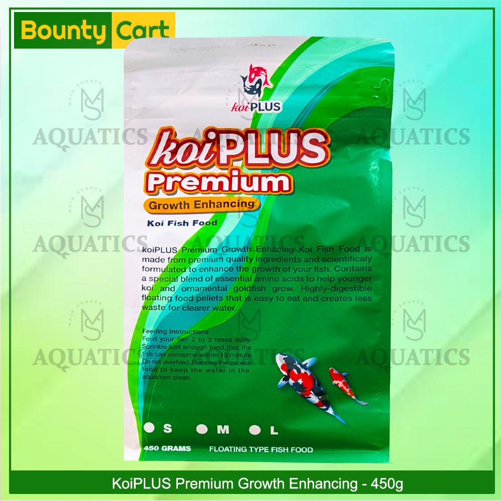 BOUNTYCART-450g Koi Plus Premium Growth Enhancing Koi Fish Food (Small Granules) Fish Food ...