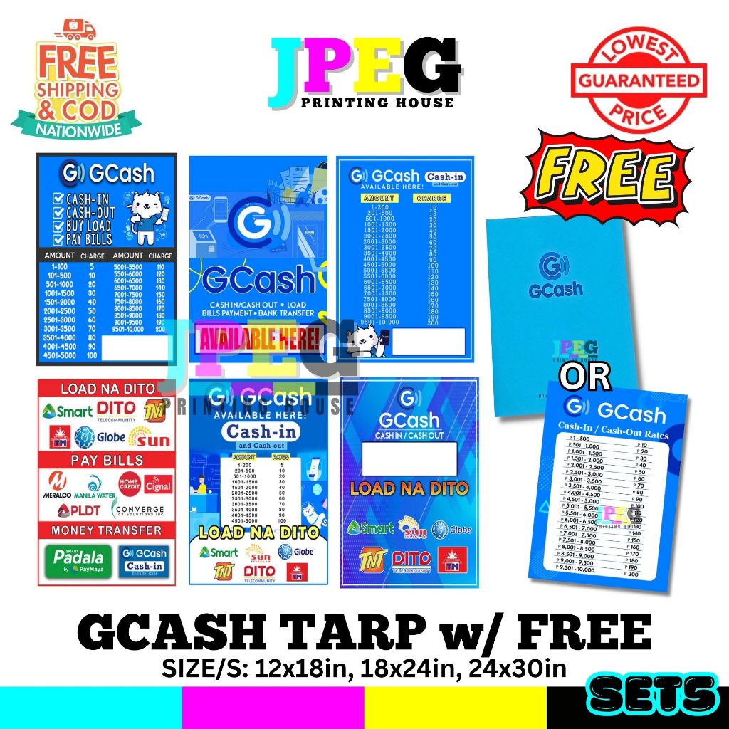 SET5 GCASH Tarp with FREE RATES or PAD w/ cash-in/cash-out Affordable ...