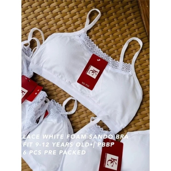 3 Pieces White Lace Sando Bra Baby Bra Girls Bralette 8-12 yrs old ...