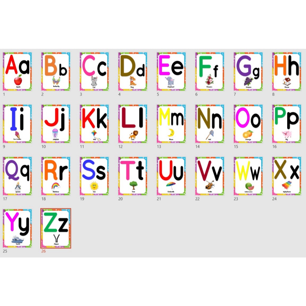 Laminated chart "Alphabet A to Z" | Educational Learning Material 26pcs ...