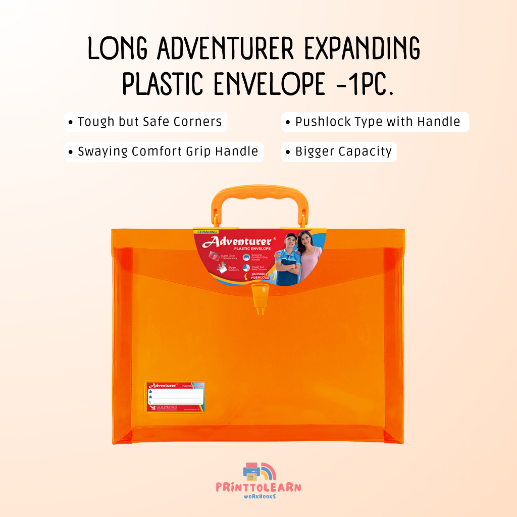 Plastic Envelope Long Adventurer Expanding Pushlock Type with Handle ...