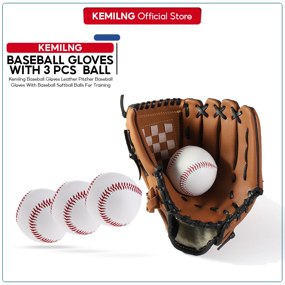 Kemilng Baseball Gloves Leather Pitcher Baseball Gloves With Baseball ...