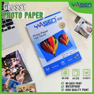 Glossy Photo Paper 180GSM A4 No Back Print (20 Sheets) | Yasen Brand ...