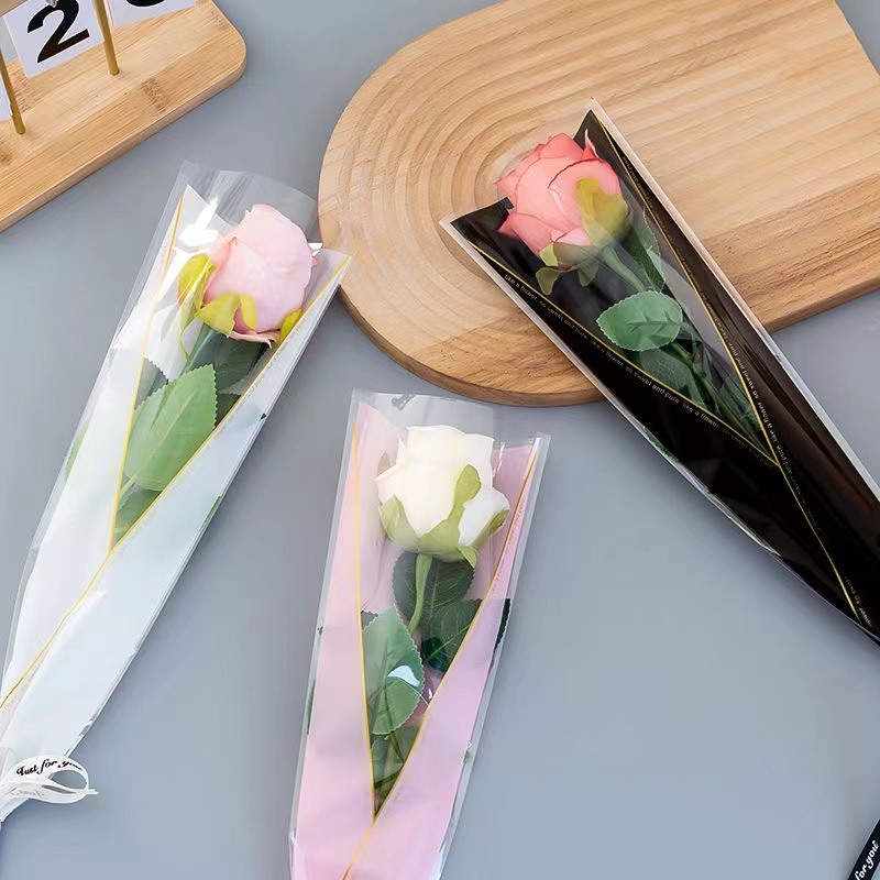 50PCS Flower packaging transparent bag Waterproof bouquet packaging bag ...