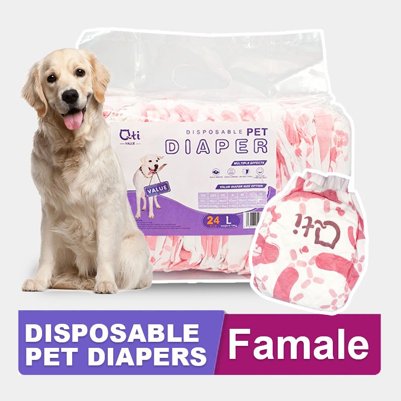 Qti 12Pcs Disposable Dog Male Wraps and Female Diapers Pet Dog Diaper ...