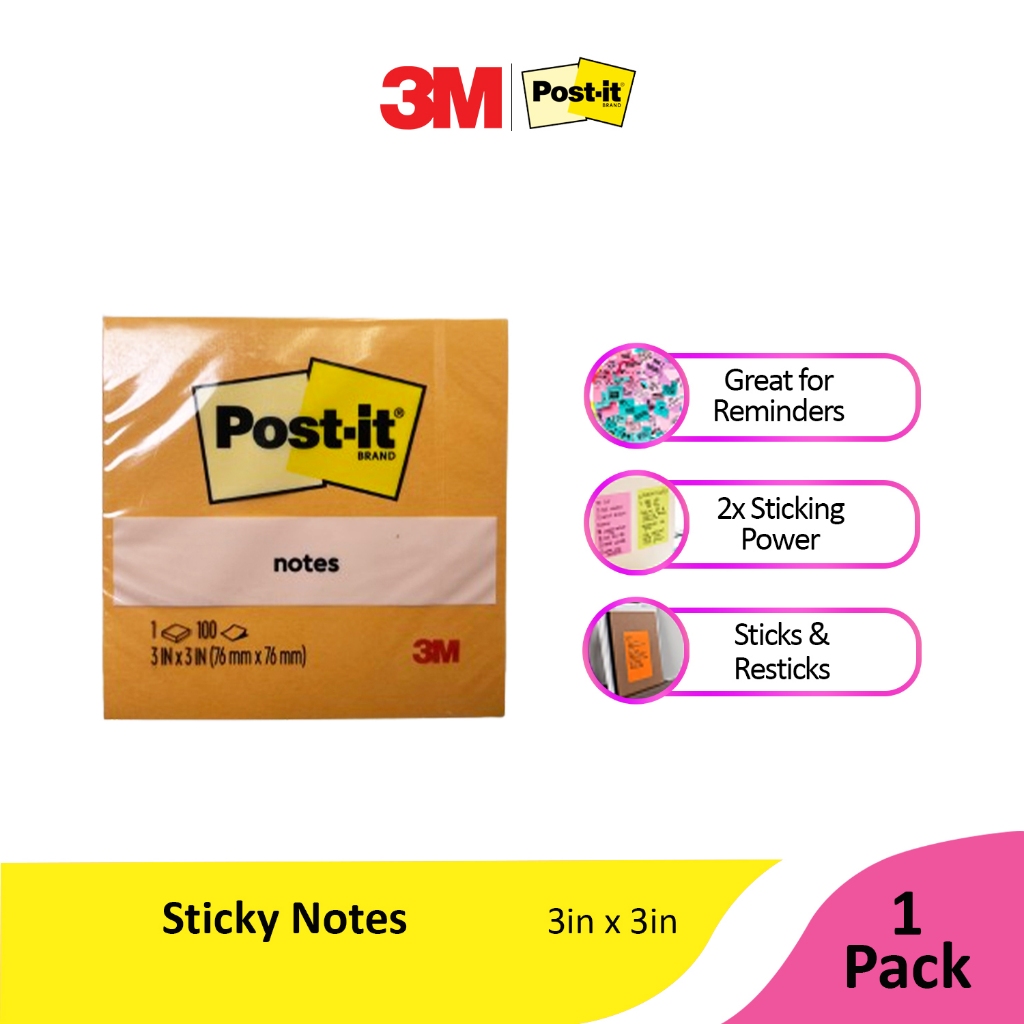 3M Post-it Sticky Notes 654-24ASST CP ORANGE, 3x3, 90 sheets, 3x3, 100 ...