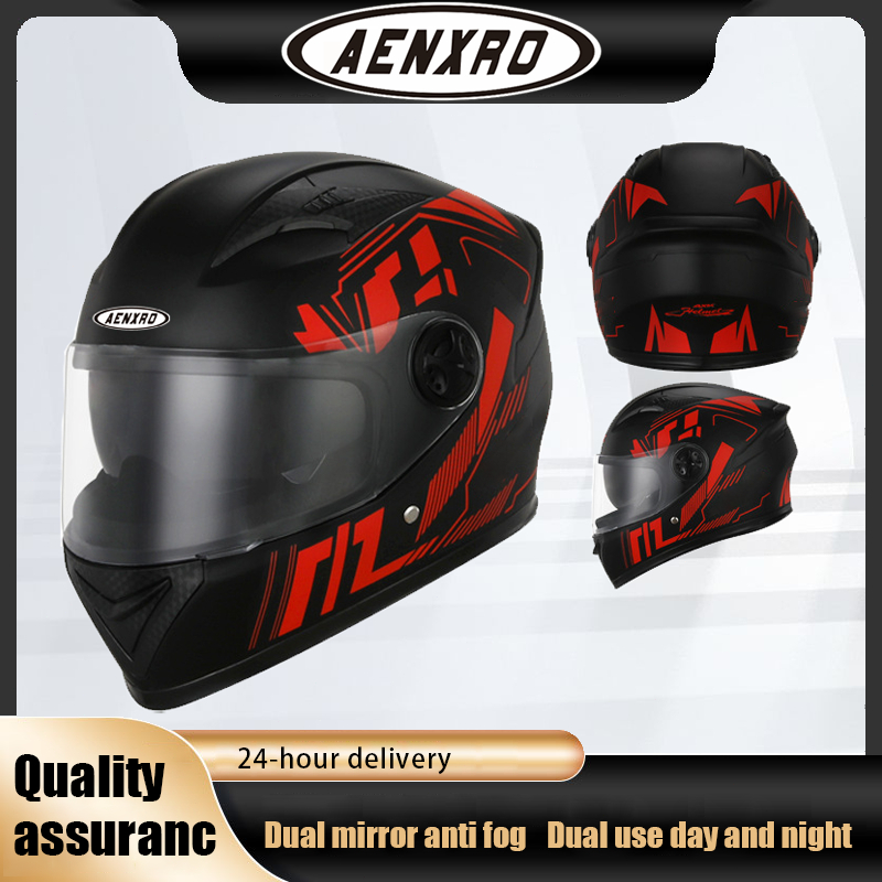 Motorcycle Helmet Full Face Black and white lenses Double lens High ...