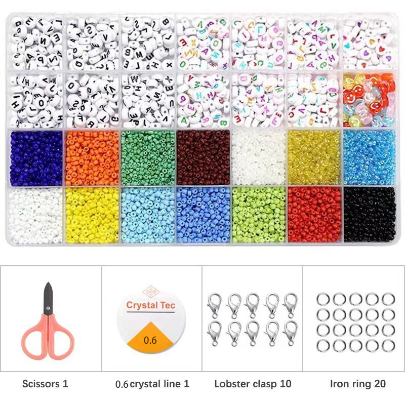 Beads Kit 3mm Beads Kit DIY Bracelets Jewelry Making and Crafts acrylic ...