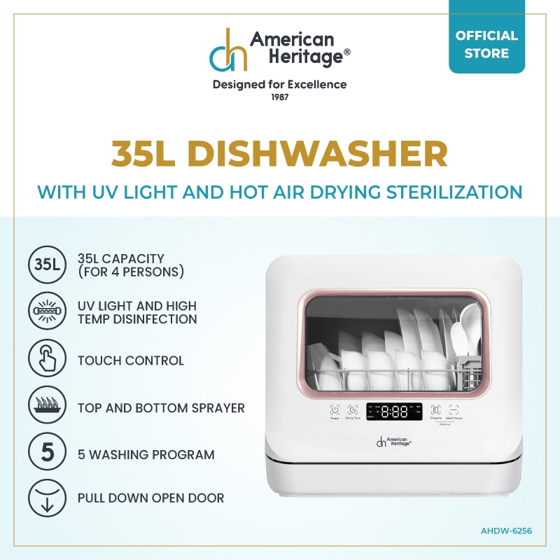 American Heritage 35L Table Top Dishwasher w/ UV Light and High ...