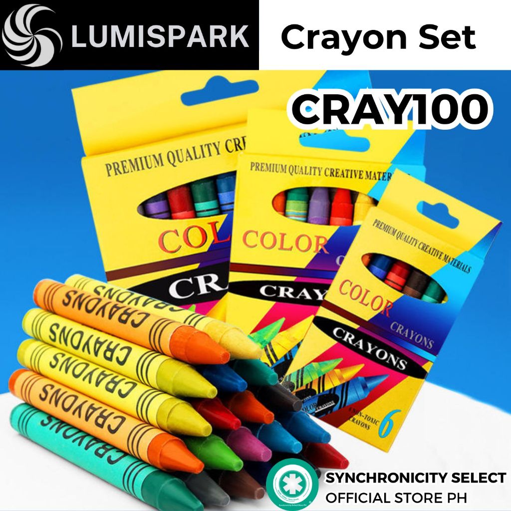 CRAY100 Crayon Set 6pcs 12 pcs Wax Crayons Vibrant multicolored Crayons ...