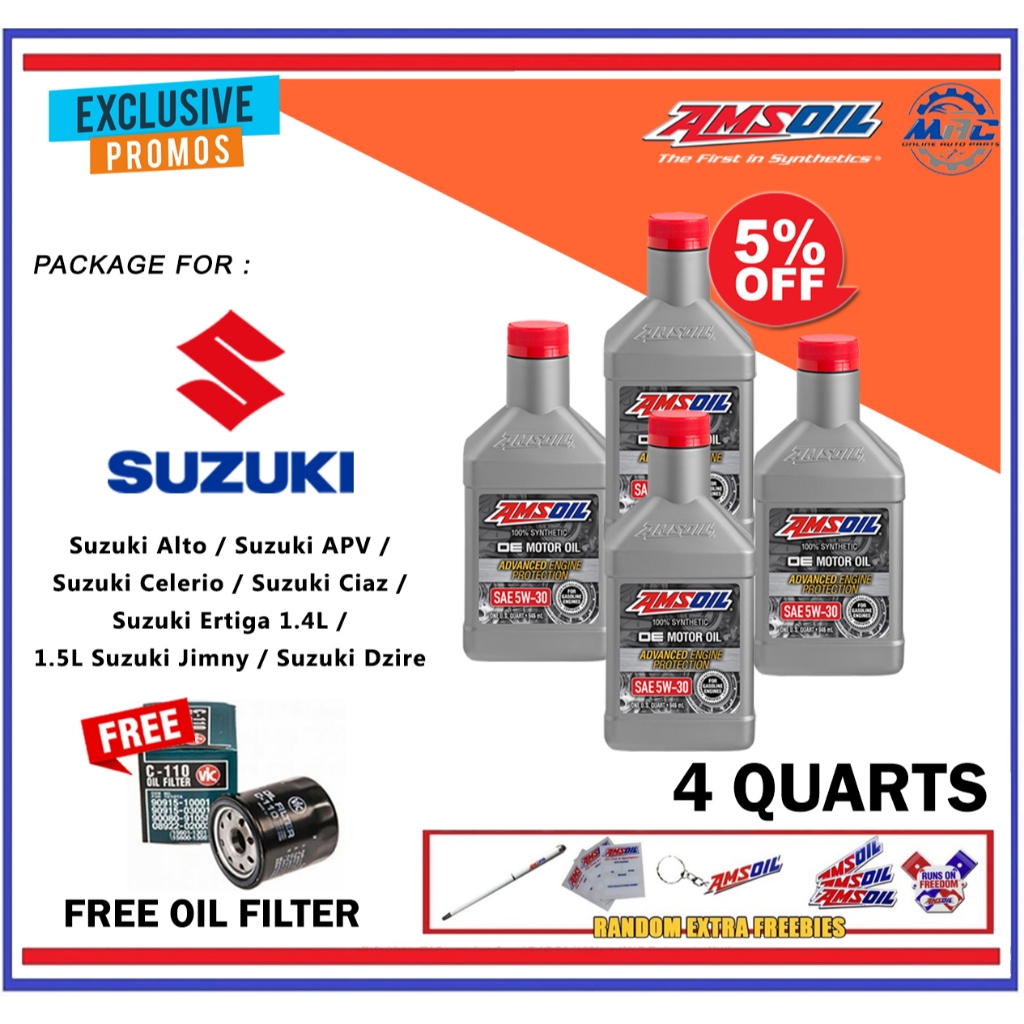 AMSOIL OE Motor Oil 5W30 Fully Synthetic Engine Oil 4 Quarts SUZUKI ...