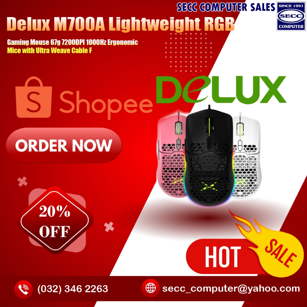 Delux M700A RGB Wired Gaming Mouse Honeycomb Design | Shopee Philippines