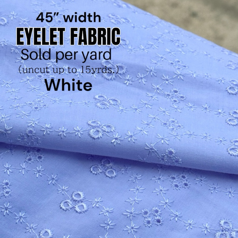 Eyelet Cotton Fabric 45" White (Tela per yard) Tela Payarda uncut ...