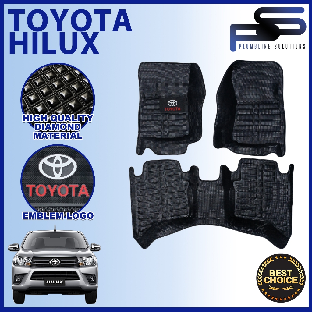 5D Diamond Black Surface Deep Dish Matting for Toyota Hilux 2016 - 2023 ...