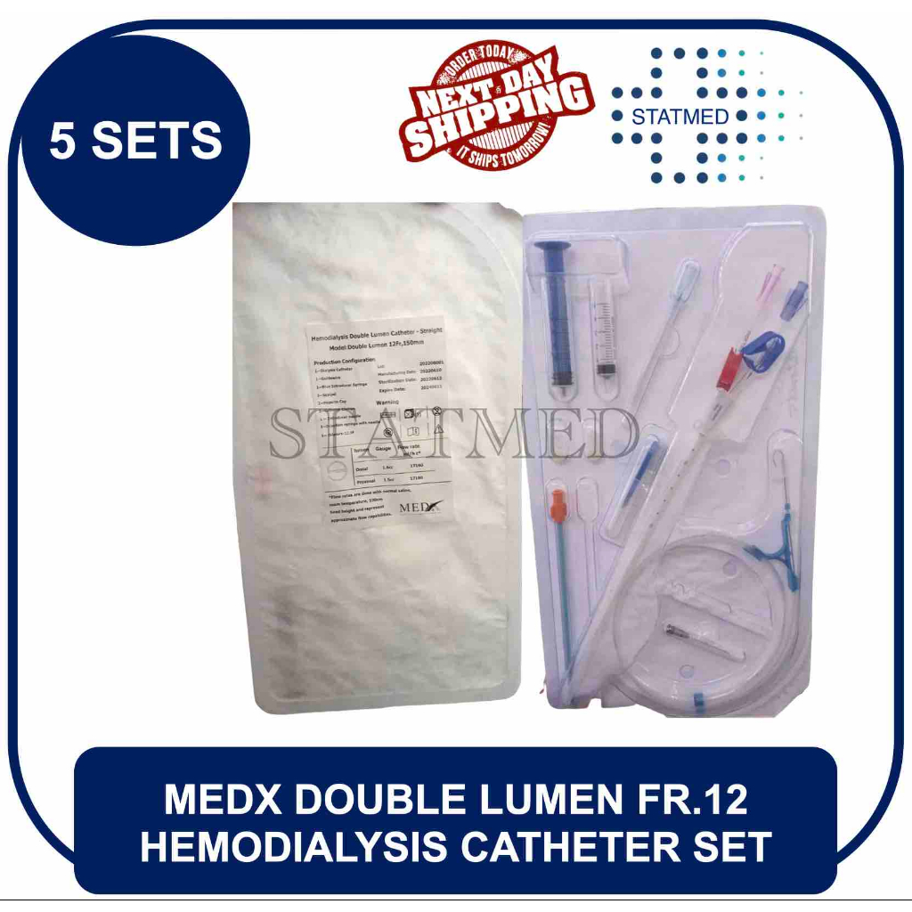 Double Lumen IJ Catheter Hemodialysis Set Fr.12x16cm MEDX l 1, 3, 5 ...