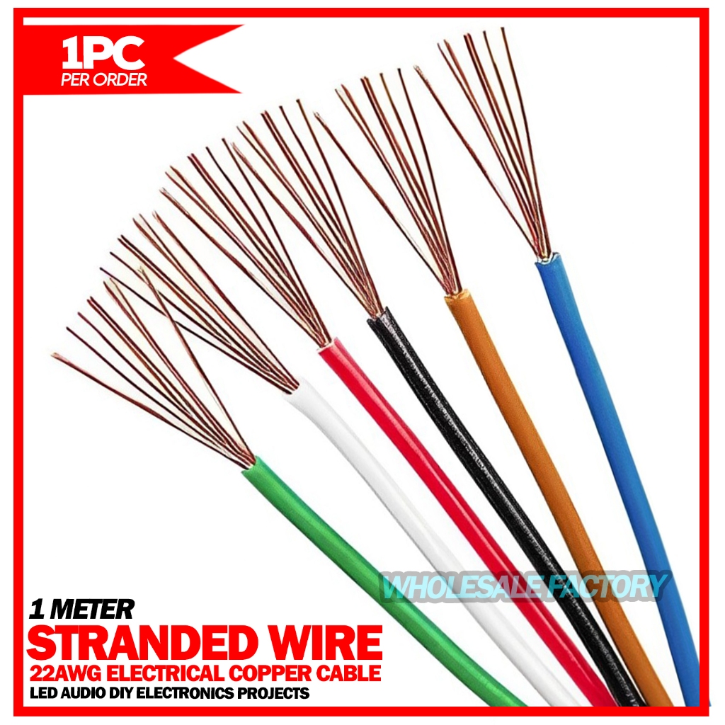 Stranded Wire 22 AWG Electrical Copper Cable LED Audio DIY Electronics ...