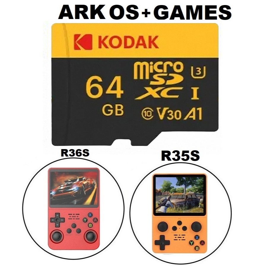 Kodak 64GB memory card for R35S R36S with 15,000+ GAMES & ARK OS | Shopee Philippines