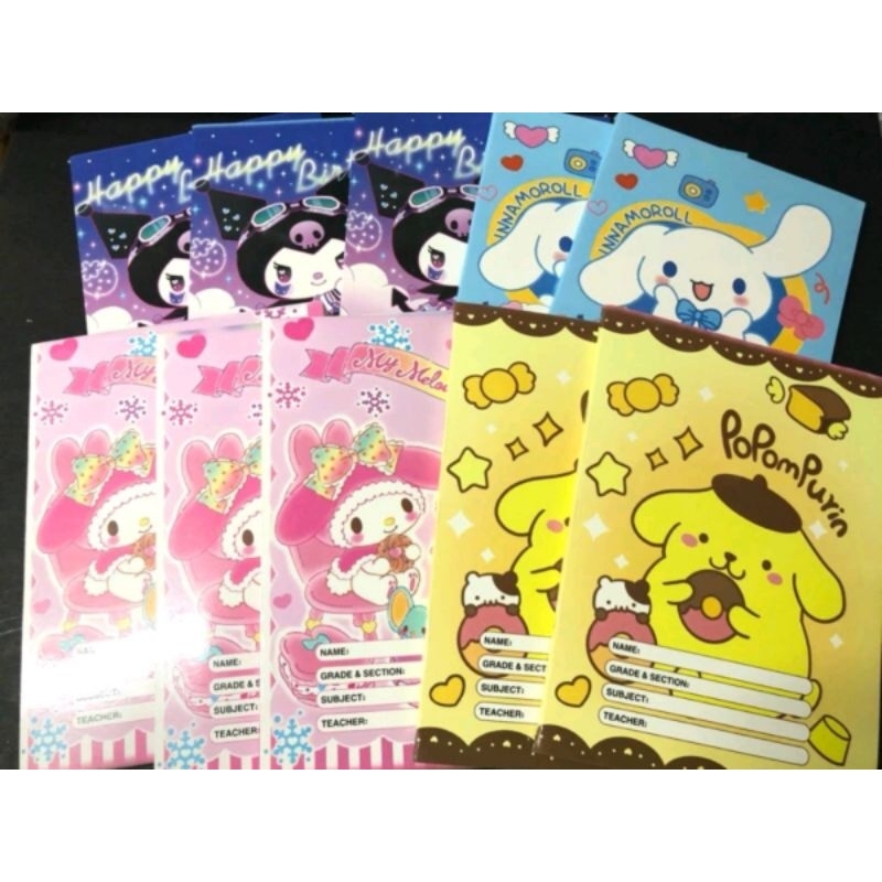 Cartoon character and sanrio writing notebook 80sheets (per pack 10pcs ...
