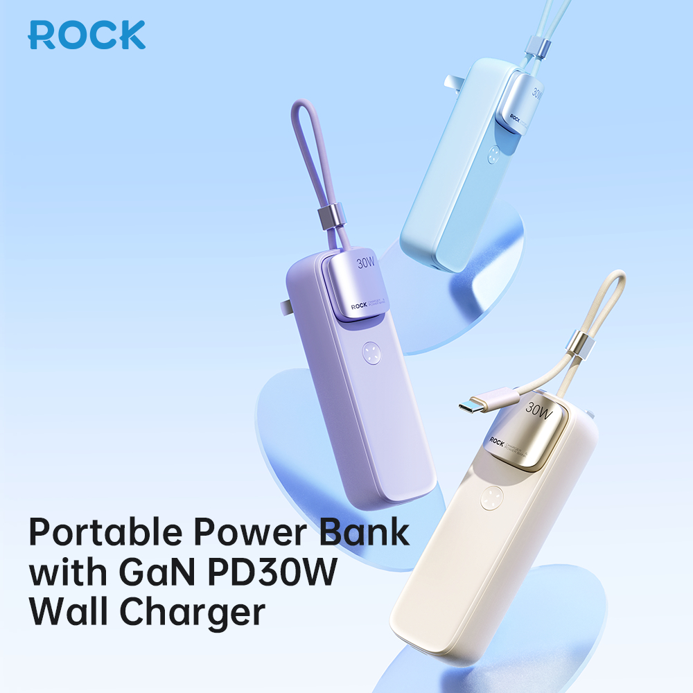 Rock Space Portable Powerbank with GaN Wall Charger 5000mAh AC Plug ...