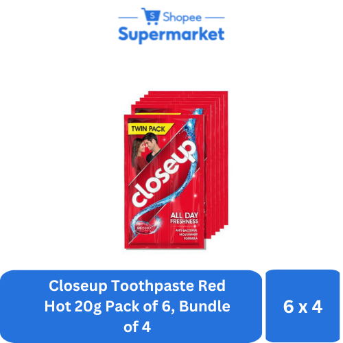 Closeup Toothpaste Red Hot 20g pack of 6, Bundle of 4 | Shopee Philippines